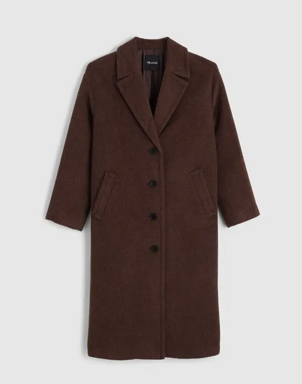 Madewell Alonzo Alpaca-Wool Blend Coat - Dark Brown - 75% Off